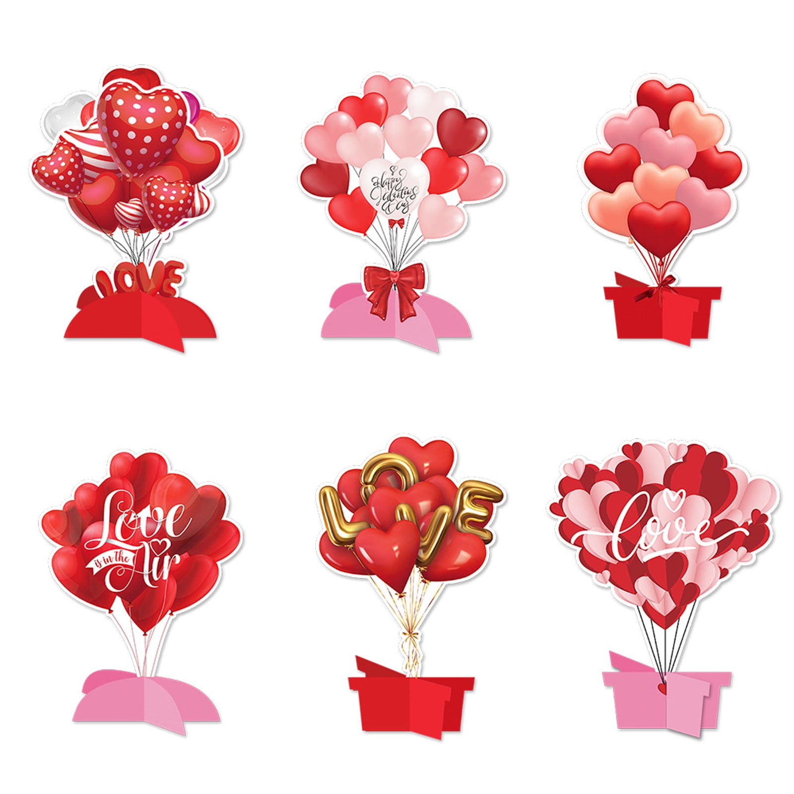 6-Piece Valentine's Day Decoration Prop Set - Small Flags, Flowers ...
