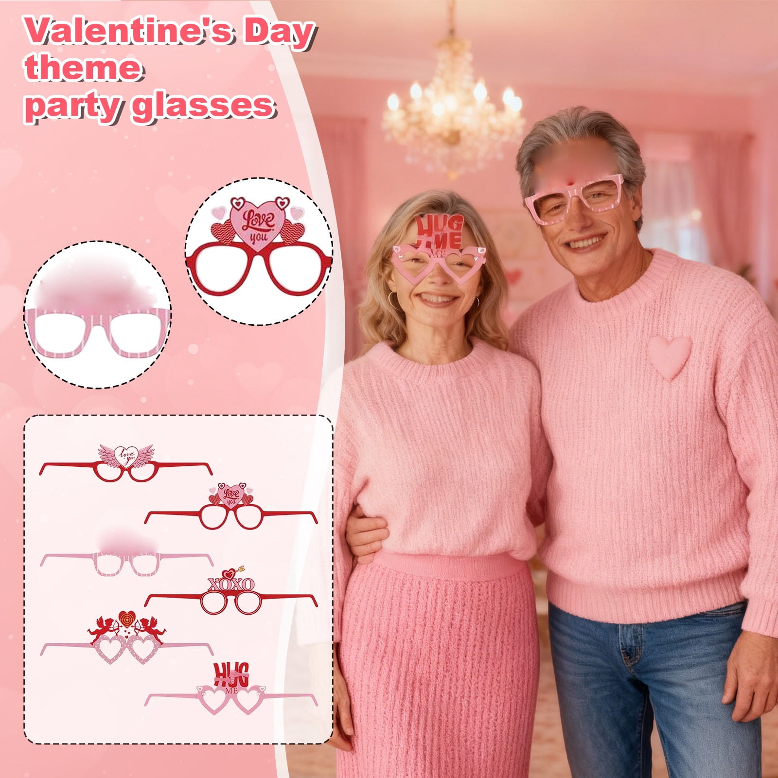 6 - Piece Valentine's Day Party Glasses Set With Heart - Shaped ...