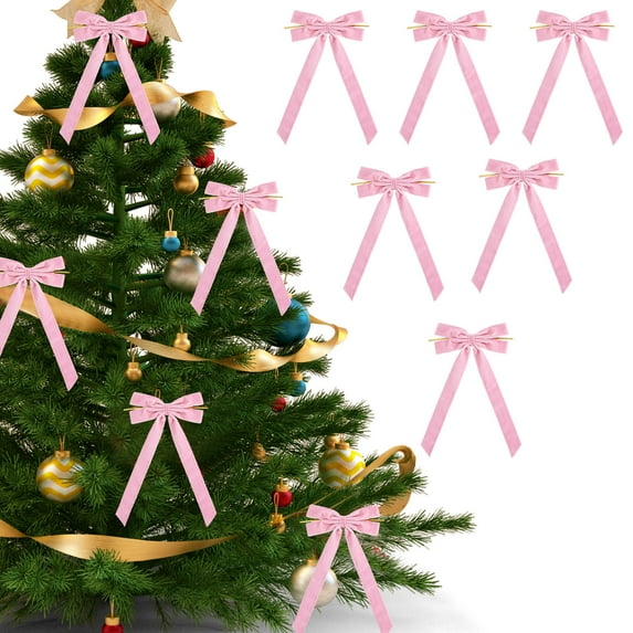 6-Piece Velvet Christmas Bows | Soft Fabric Holiday Decor for Tree ...