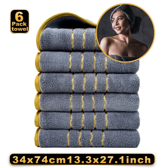 6-Piece Velvet Towel Set - Highly Absorbent Soft Bath Towels, Quick Dry ...