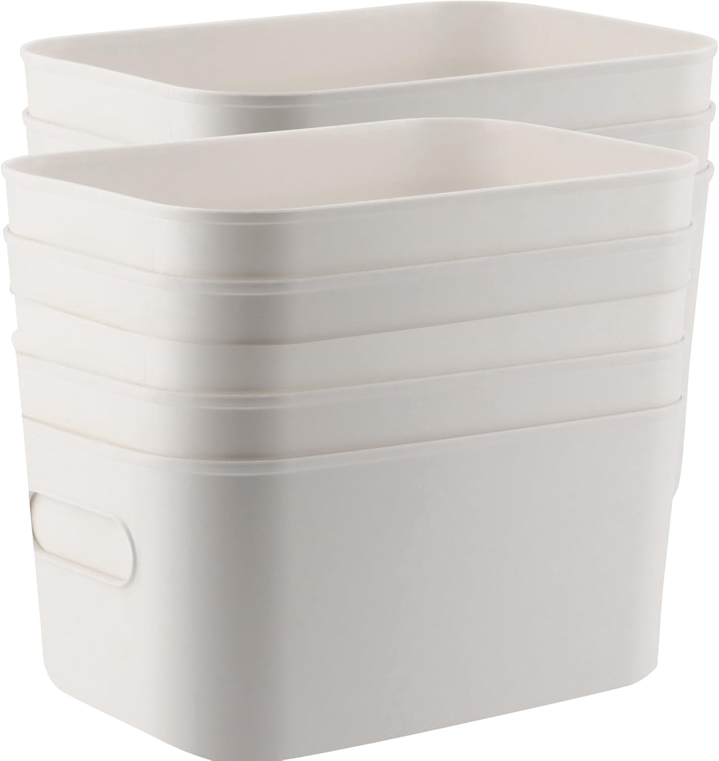 6-Piece White Plastic Storage Bins - 9.8 x 6.8 x 5.9 Stackable ...