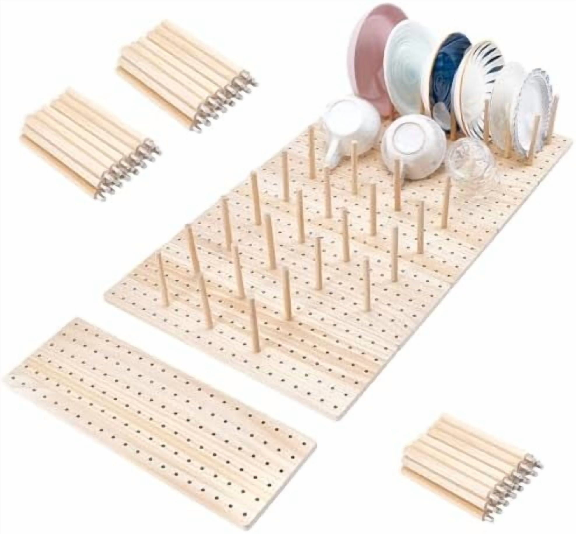 6 - Piece Wood Pegboard Drawer Organizer Set - Kitchen Drawer Peg ...