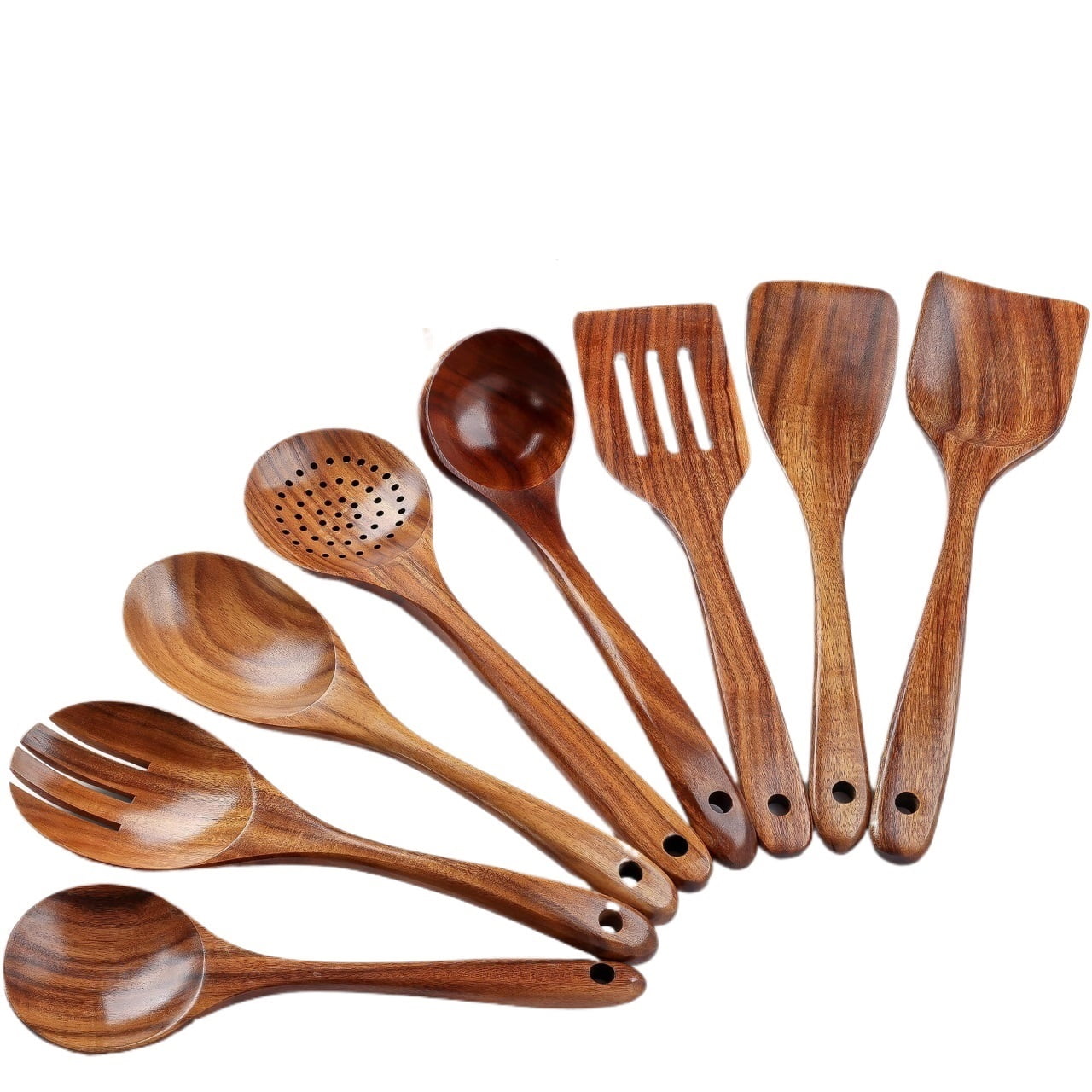 6-Piece Wooden Spoons for Cooking - Smooth Finish Teak Wooden Utensils ...
