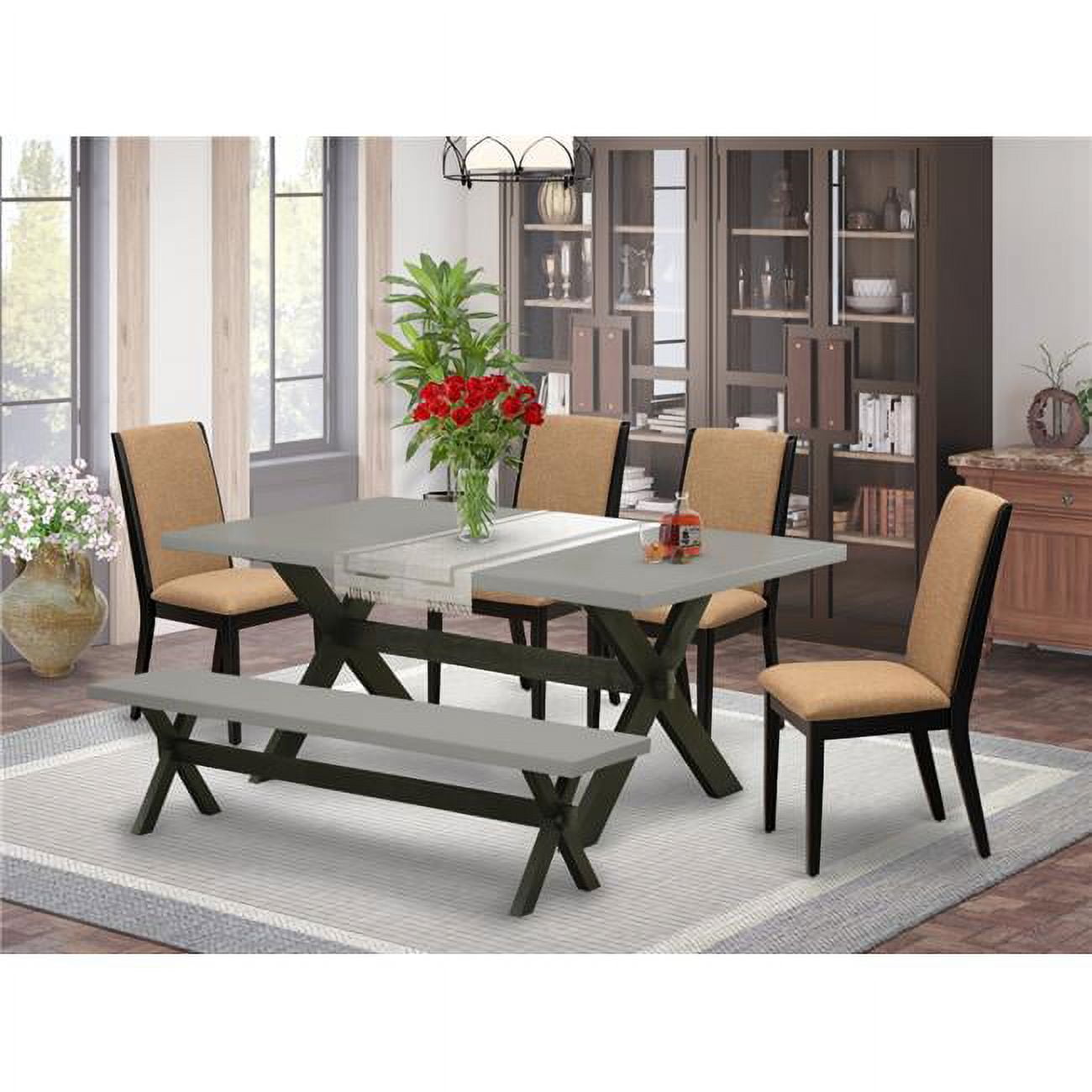 6 Piece X-Style Amazing Dinette Set - Wire Brushed Black - Walmart.com