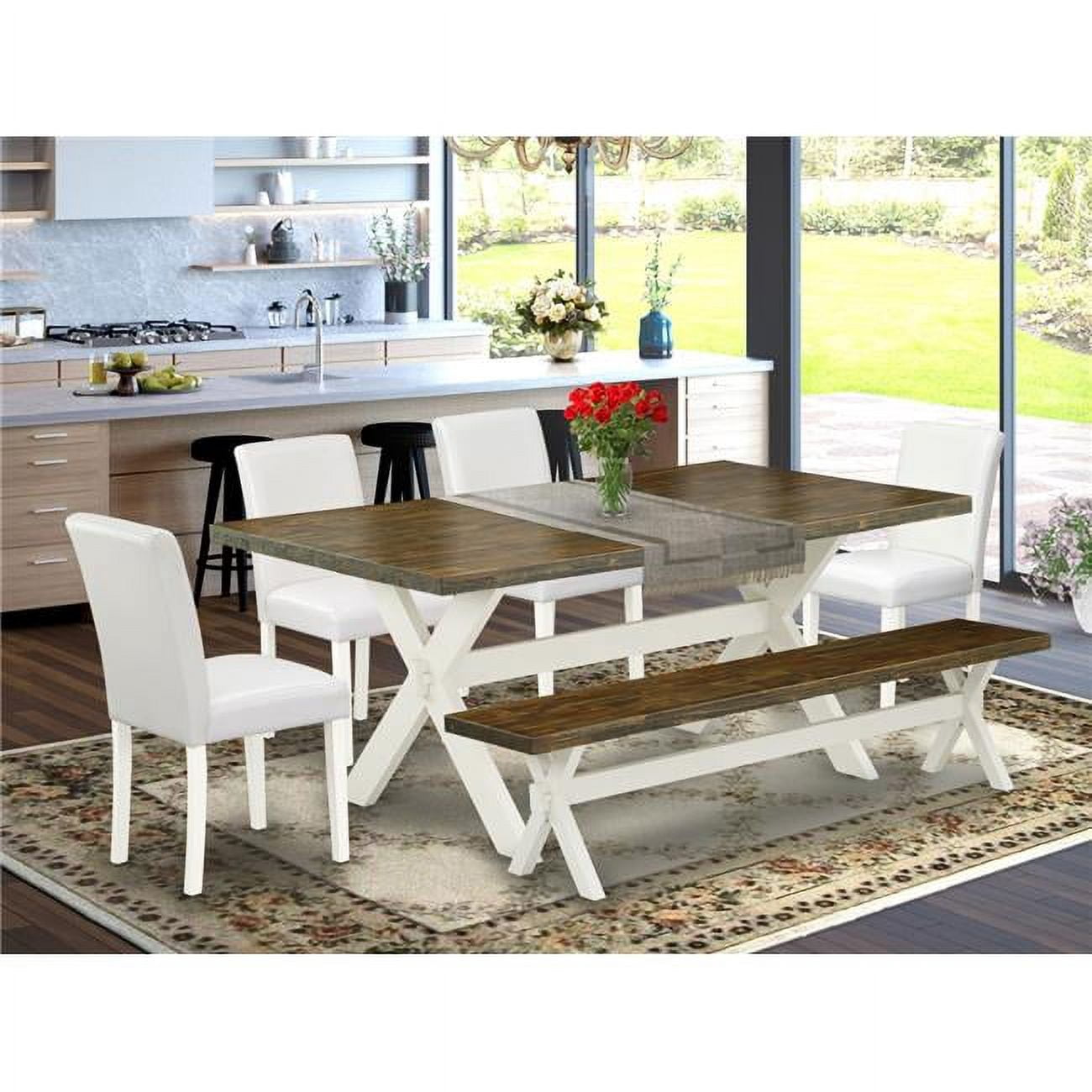 6 Piece X-Style Stylish Kitchen Table Set - Linen White - Walmart.com