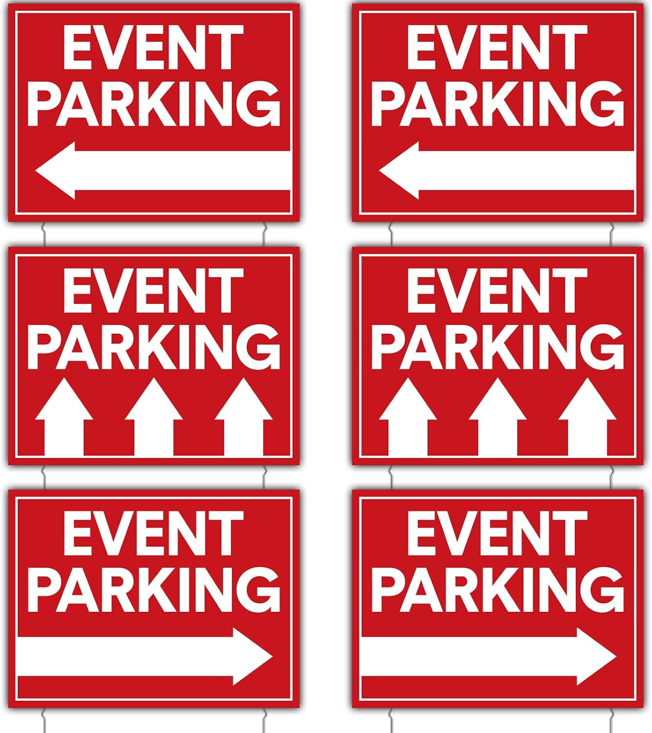 6 Piece Yard Parking Signs with Arrow, 16 X 12 Inch Outdoor Event ...