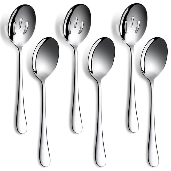 6-Piece silver Serving Spoons Set, Premium Stainless Steel Serving ...