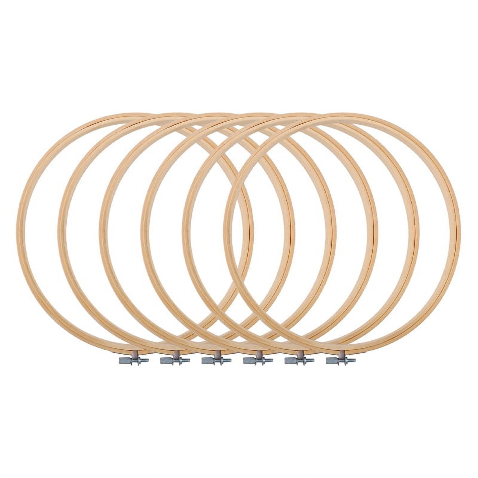 6 Pieces 10 Inch Embroidery Hoops Wooden Round Adjustable Bamboo Circle ...