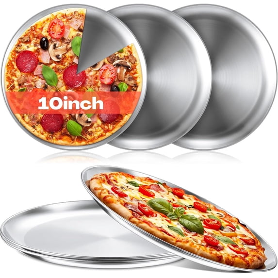 6 Pieces 10 Inch Pizza Pans Bulk Stainless Steel Sets Round Bakeware ...