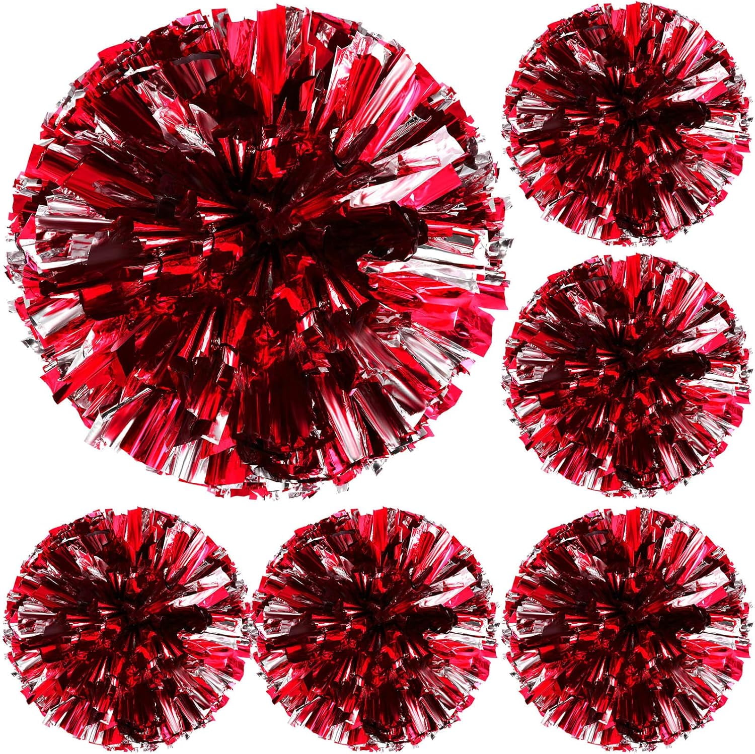 6 Pieces 12 Inch Metallic Cheerleading Pom Poms Cheerleading Handheld ...