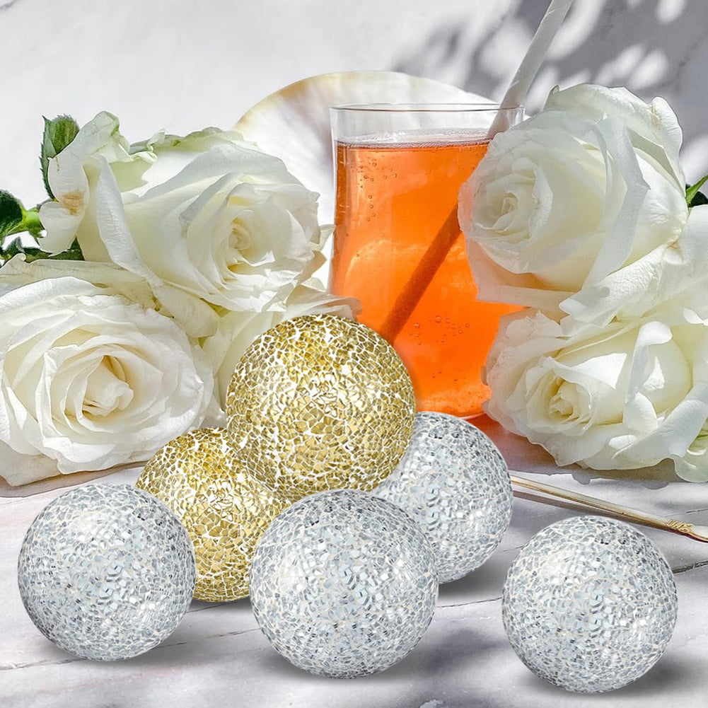 6 Pieces 2.36 Inch Mosaic Sphere Balls Decorative Glass Balls ...