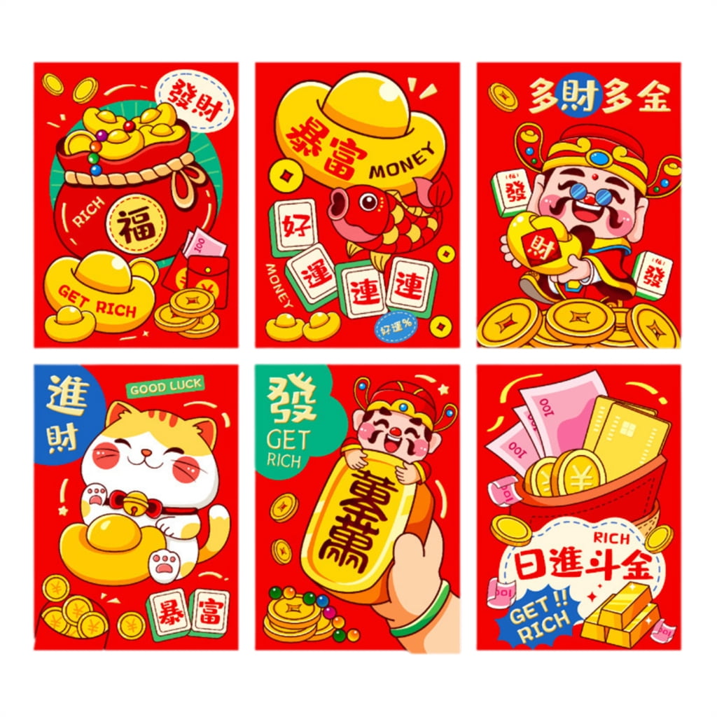 6 Pieces 2025 Snake Zodiacs Redness Envelopes for Chinese New Year ...