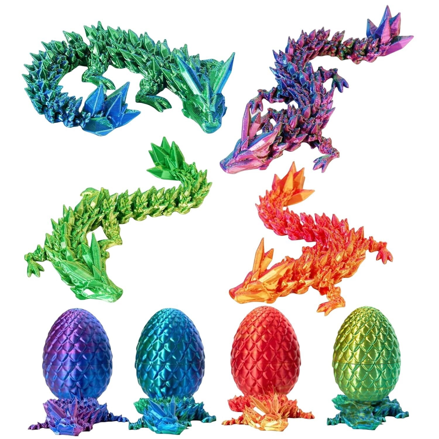 6 Pieces 3D Printed Dragon Eggs, Egg Fidget Articulated Crystals ...