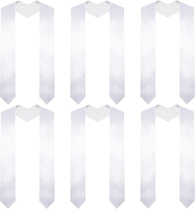 6 Pieces 70 Inch Unisex Graduation Stole Plain Graduation Sash Stoles ...
