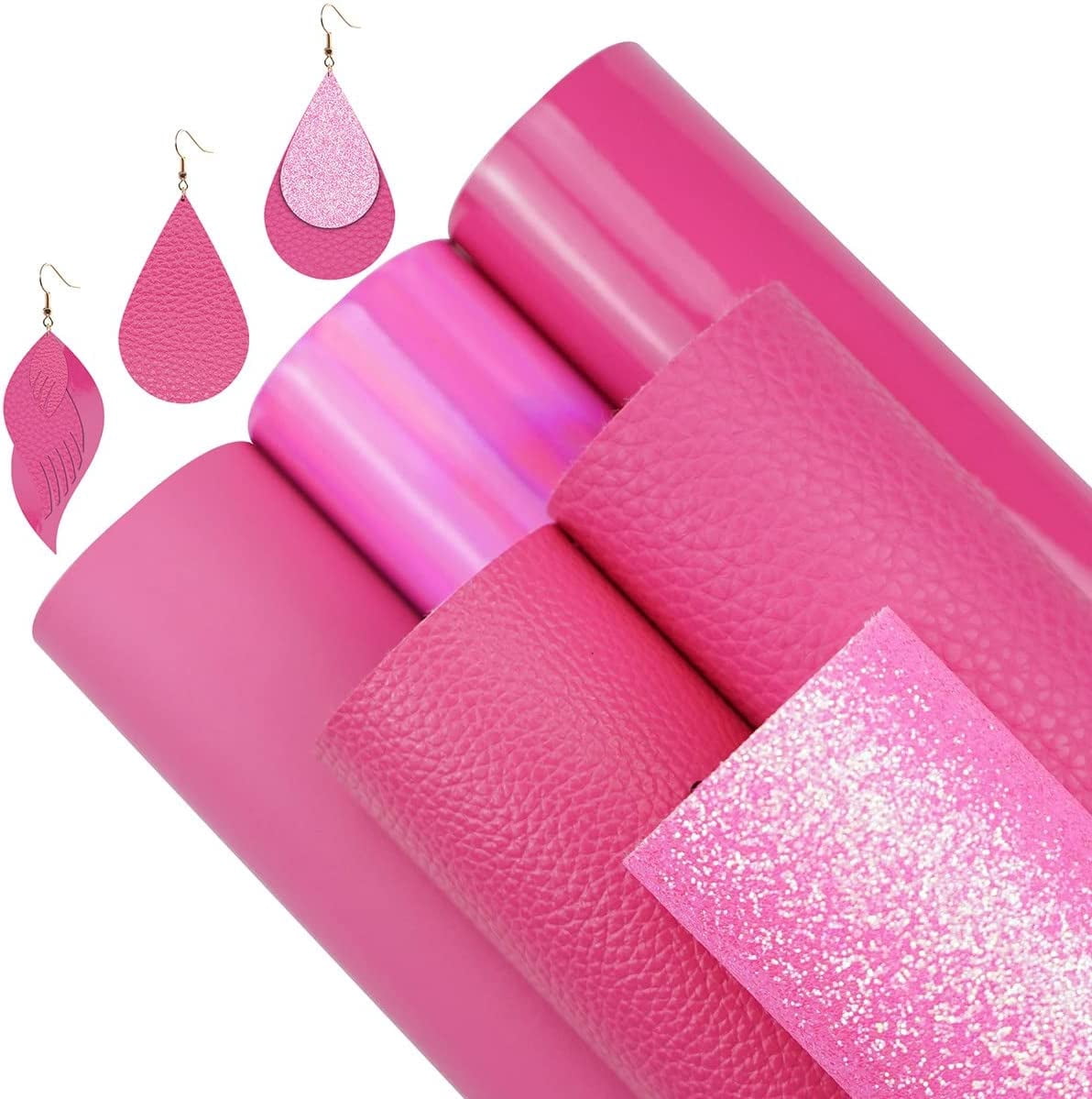 6-Piece 8x12 Inch Faux Leather Sheets, Hot Pink, Glitter, Holographic ...