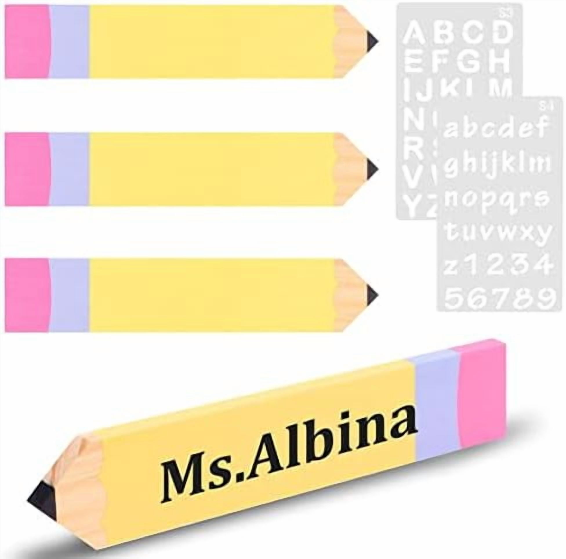 6 Pieces 9.8 x 2'' Pencil Teacher Name Plates Set Includes 4 PCS of ...