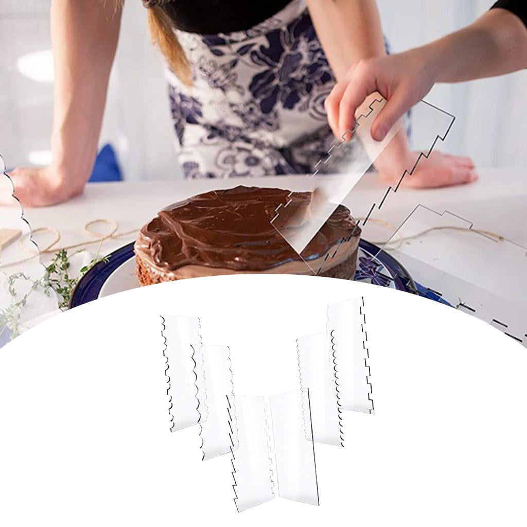 6 Pieces Acrylic Cake Clear Decorating Cake Edge Smoother Pastry Cutter ...