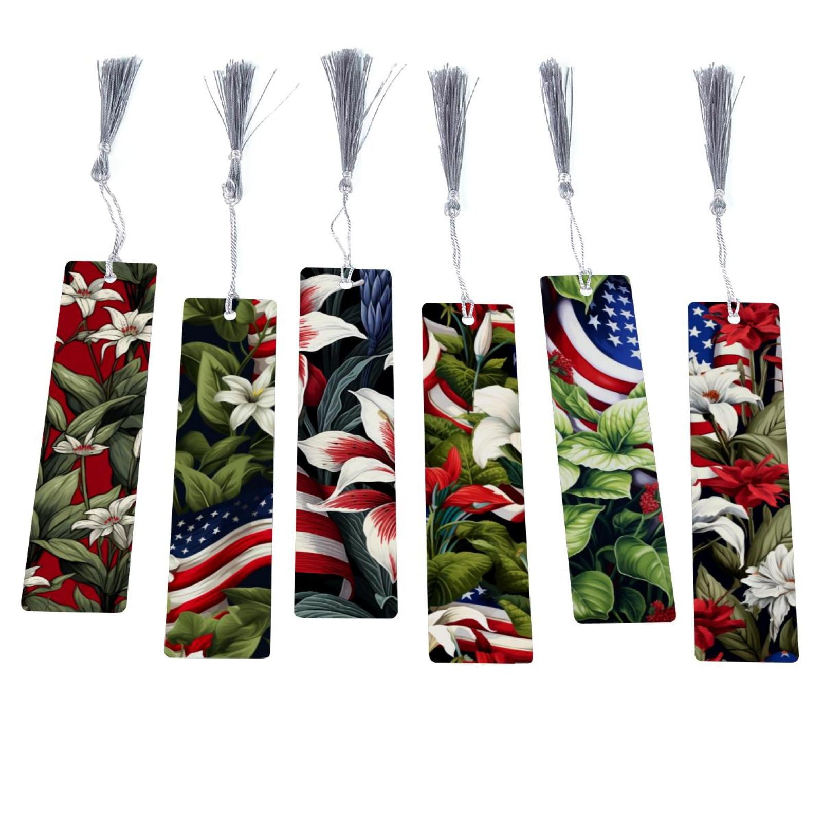 6 Pieces American Flag Plant Bookmarks with Tassel - Walmart.com