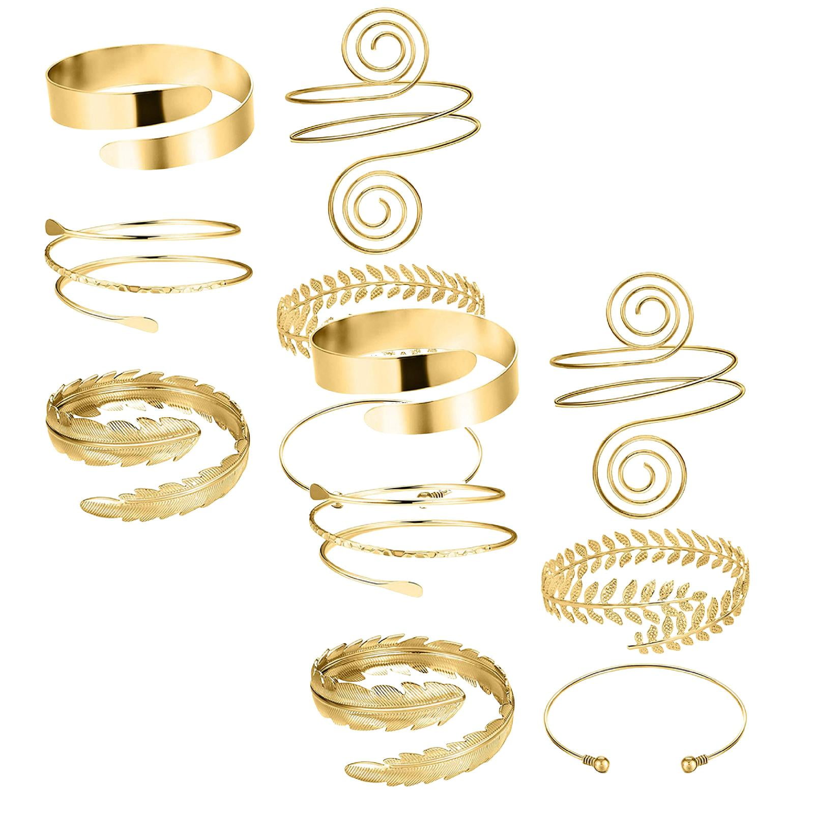 6 Pieces Arm Bracelet for Women Girls Gold Mental Open Upper Arm Bangle ...