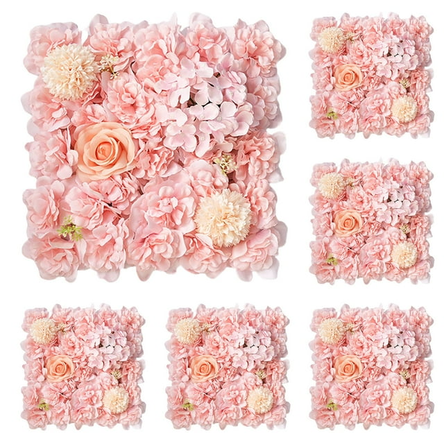 6 Pieces Artificial Flowers Wall Background 3D Flower Wall Panels ...