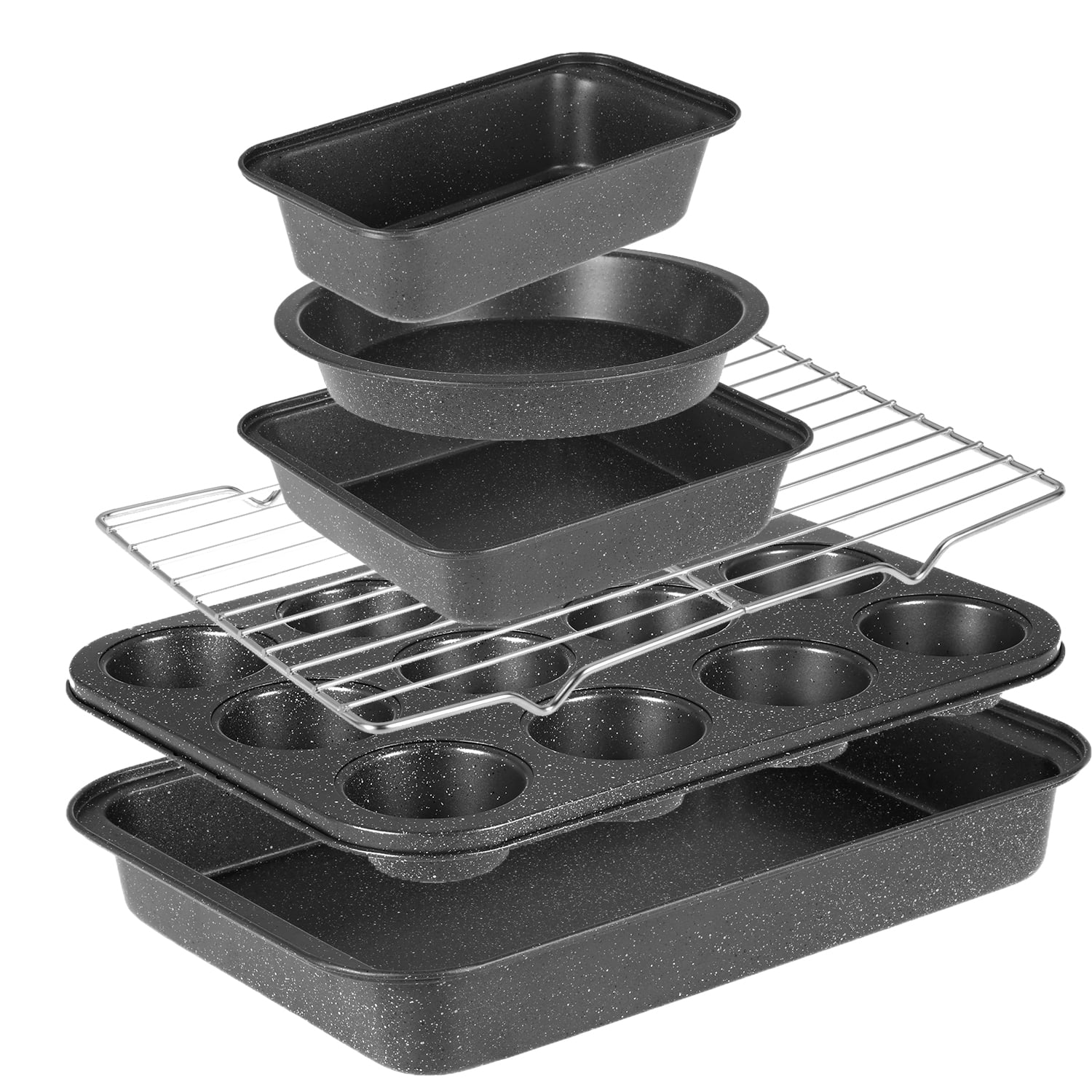 6 Pieces Baking Pans Set, Walooza Bakeware Set, Kitchen Essentials ...