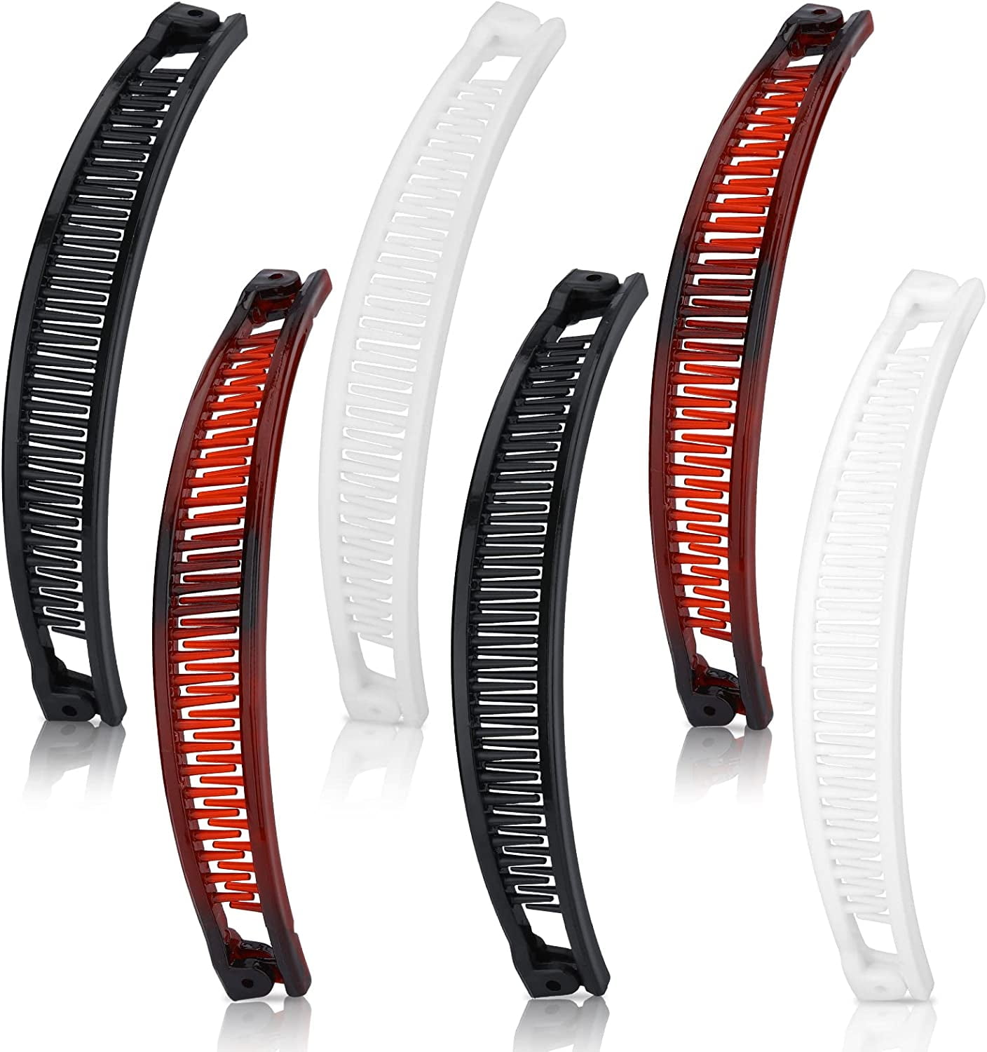 6 Pieces Banana Claw Hair Clips Set, Banana Double Combs Clip Plastic Fish ClipsTort Toned Comb ...