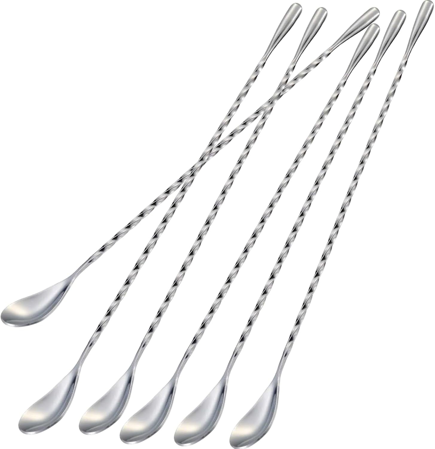 6 Pieces Bar Spoon, 12 Inches Long Handle Drink Stirrer with Mirror ...