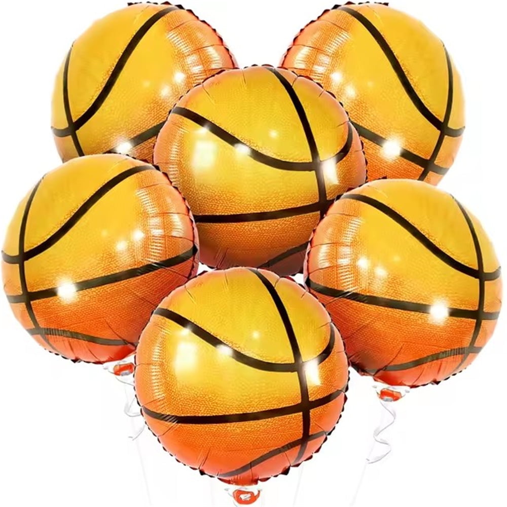 6 Pieces Basketball Balloons 18 Inch Ball Foil Balloons For Basketball ...