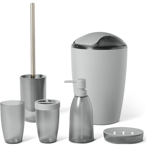 6 Pieces Bath Coordinate Set with Toothbrush Holder, Soap Dispenser and ...