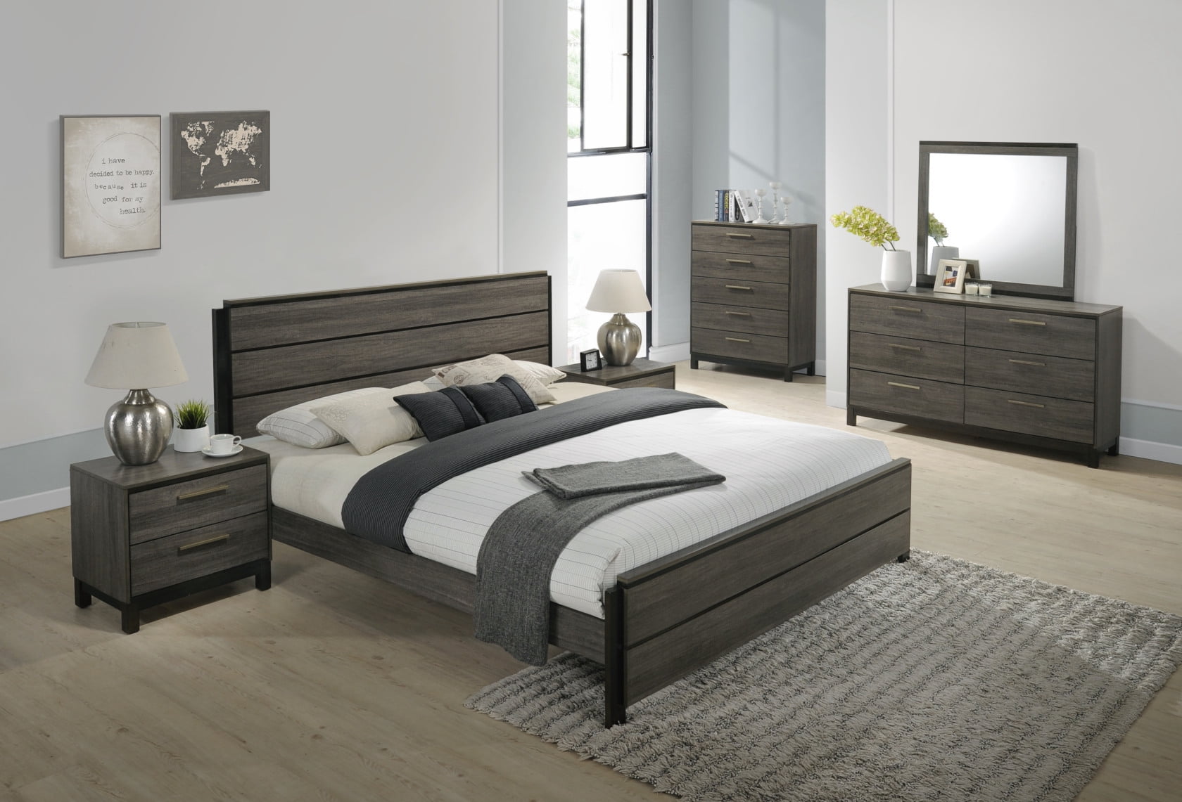 6-Pieces Bedroom Wood Furniture Sets ,Finish Wood Bed Room Set King ...