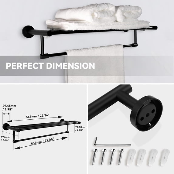 6 Pieces Black Bathroom Hardware Set, Bathroom Accessories Set 24 inch ...