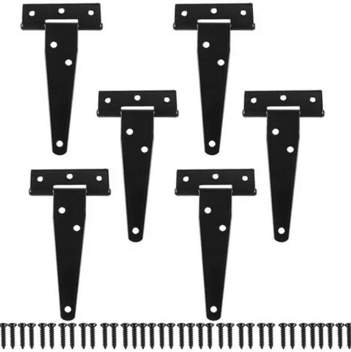 6 Pieces Black and T Metal Hinges Barn Door Hinge with Screws 10cm ...