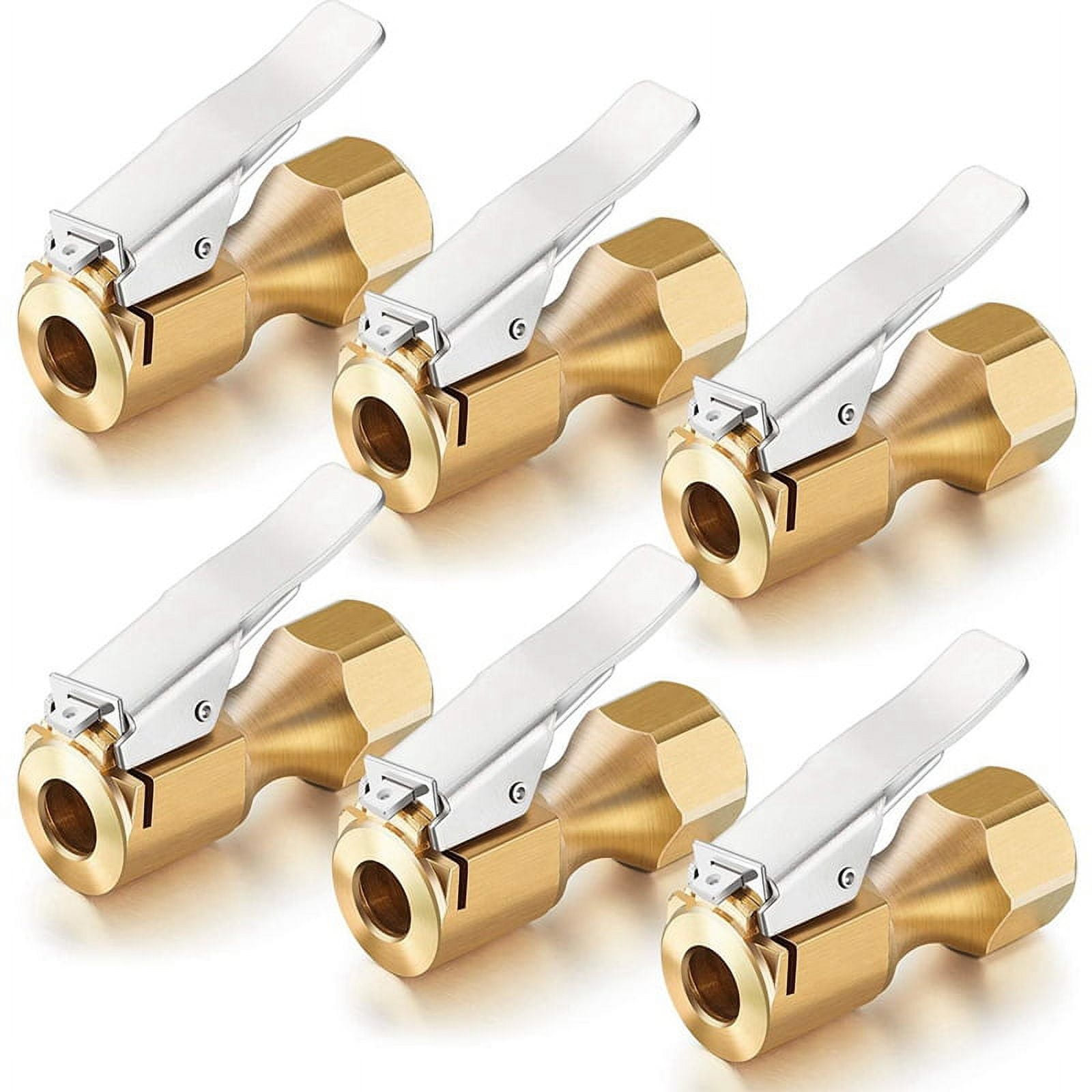 6 Pieces Brass Air Chuck Open Flow Straight Tire Chuck with Clip for ...