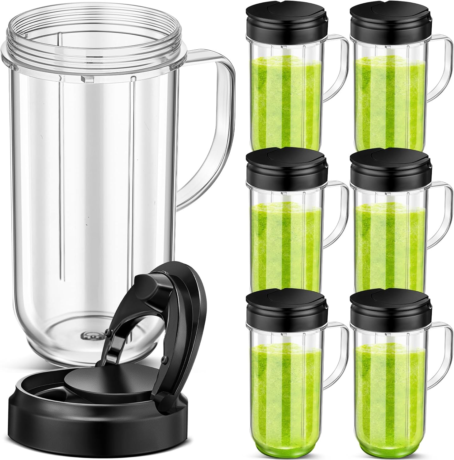 6 Pieces Bullet Blender Cups Set, 22 oz Large Bullet Blender ...