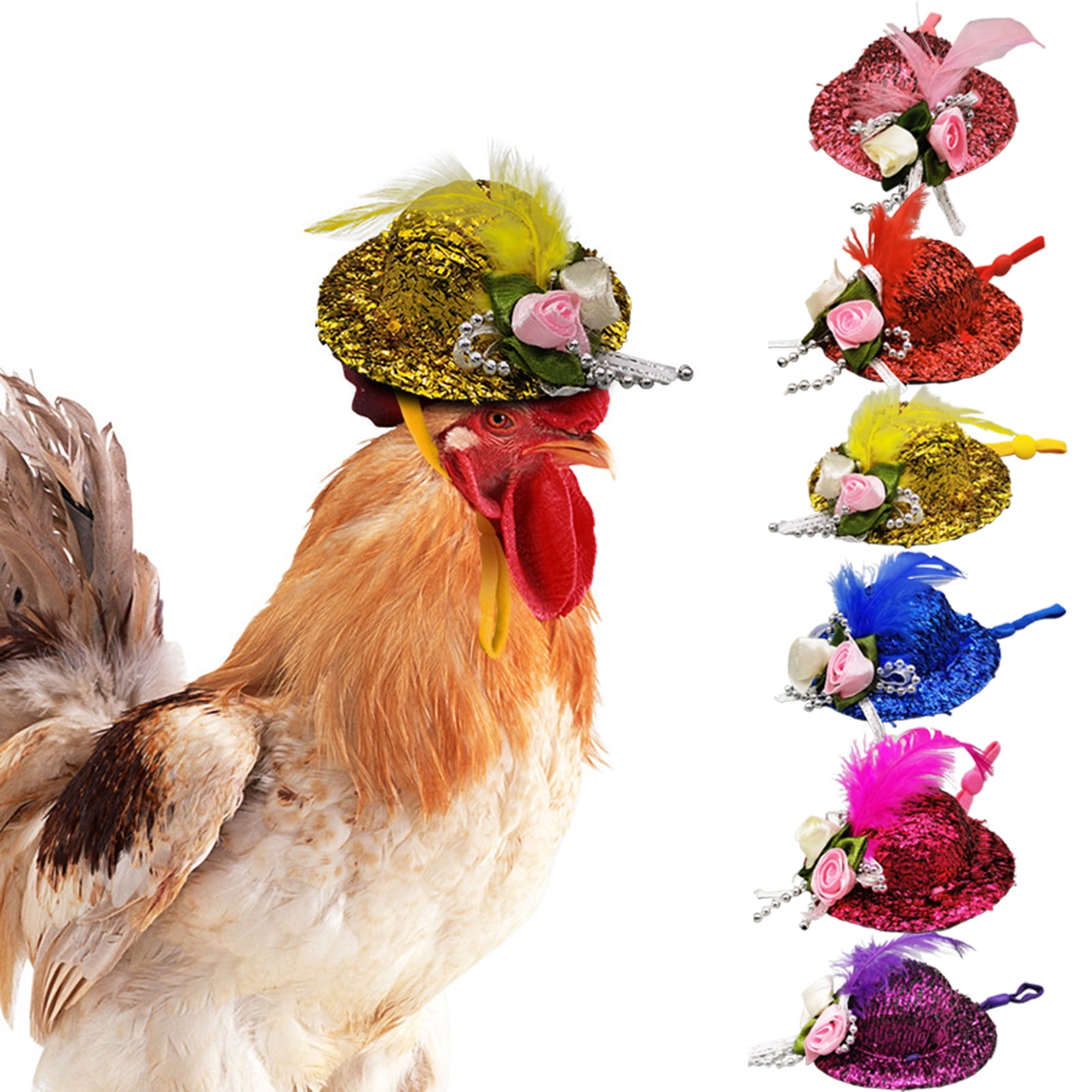 6 Pieces Chicken Hats for Hen Mini Hat Chicken Helmet Accessories ...
