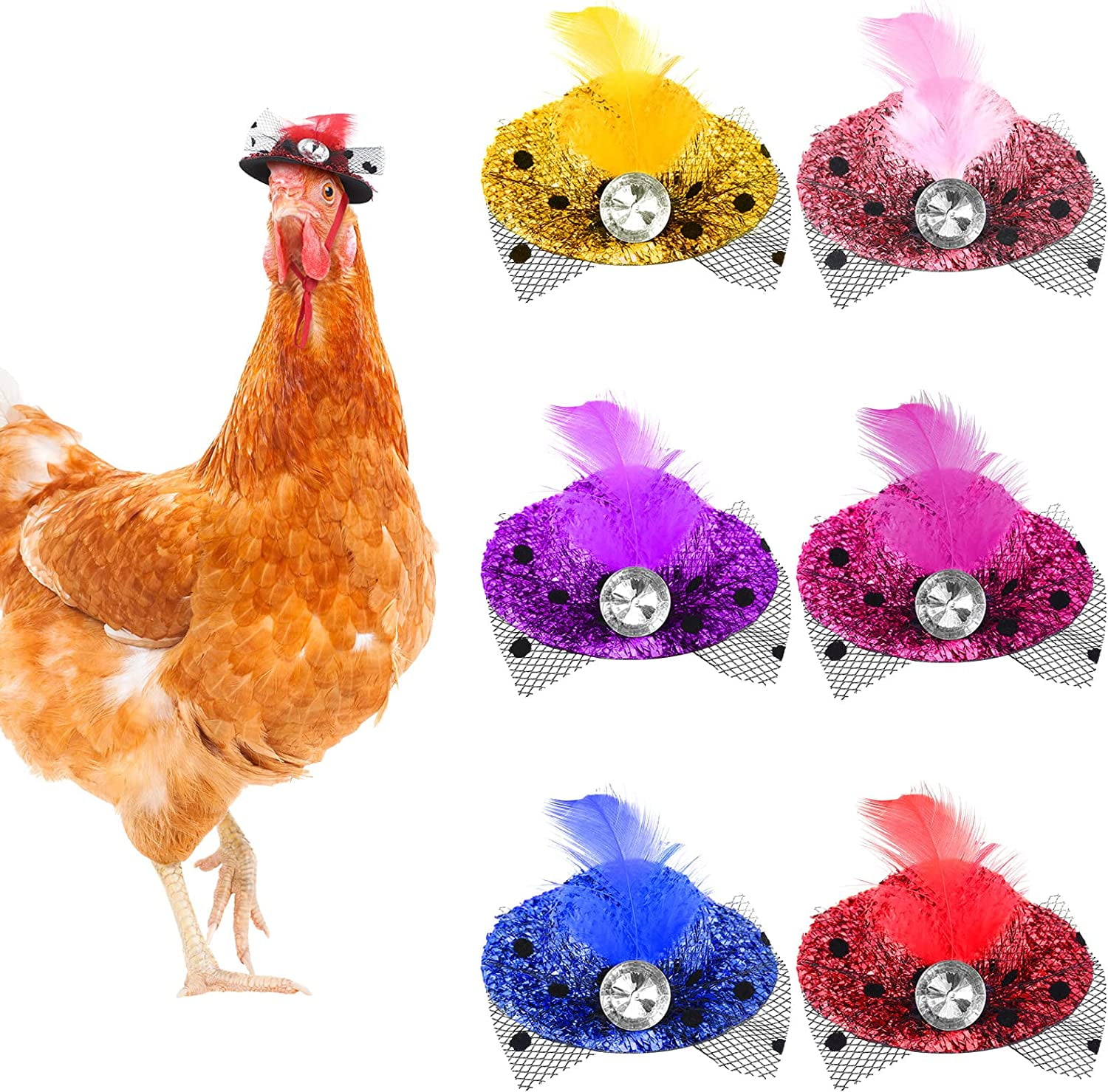 6 Pieces Chicken Hats for Hens Tiny Pets Funny Chicken Accessories ...