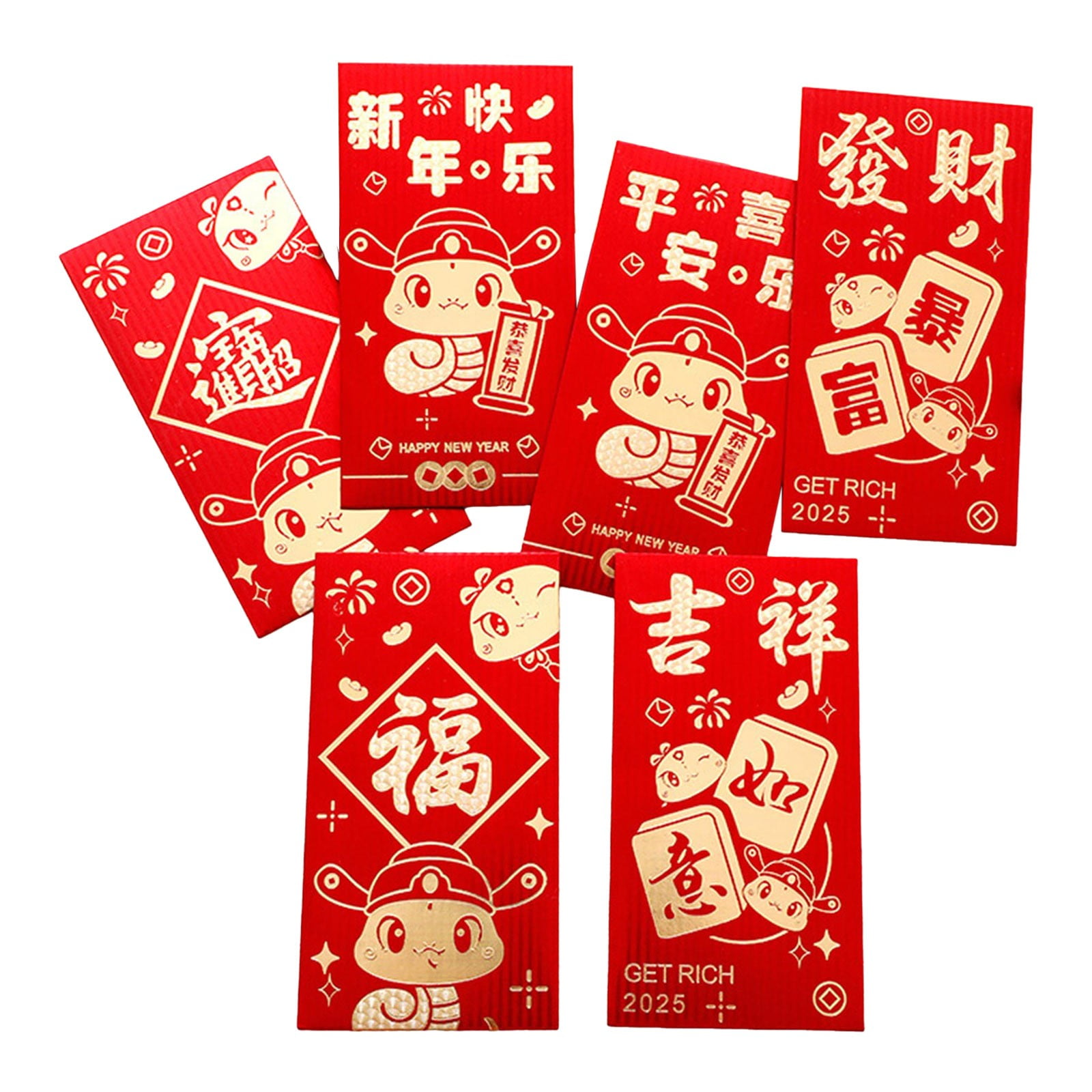6 Pieces Chinese New Year Red Envelopes 2025, Lunar New Year of Snake ...