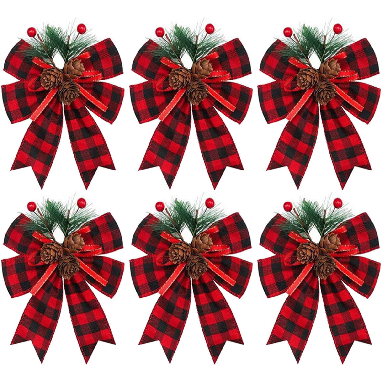 6 Pieces Of Christmas Bow With Pinecones And Needles Christmas Buffalo ...
