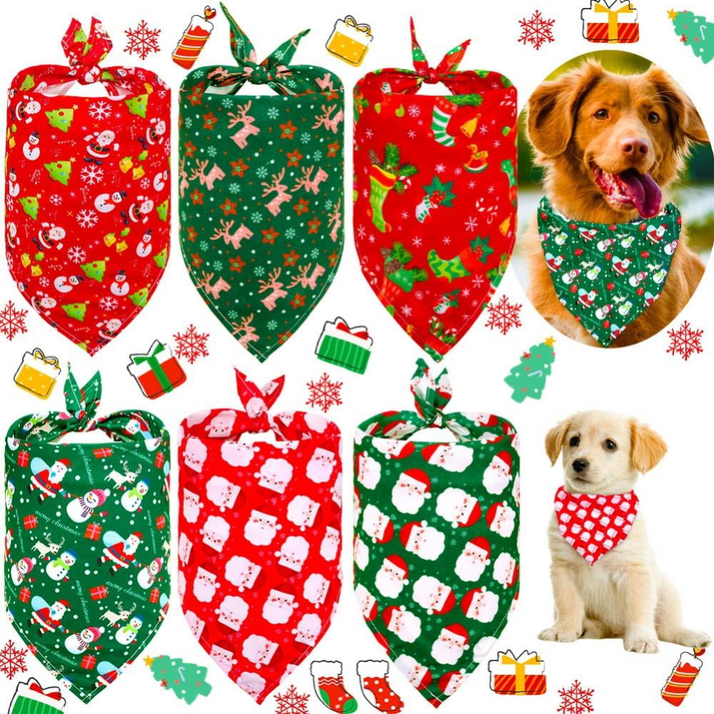 6 Pieces Christmas Dog Bandanas Pet Bandanas Snowman Snowflake Pet ...