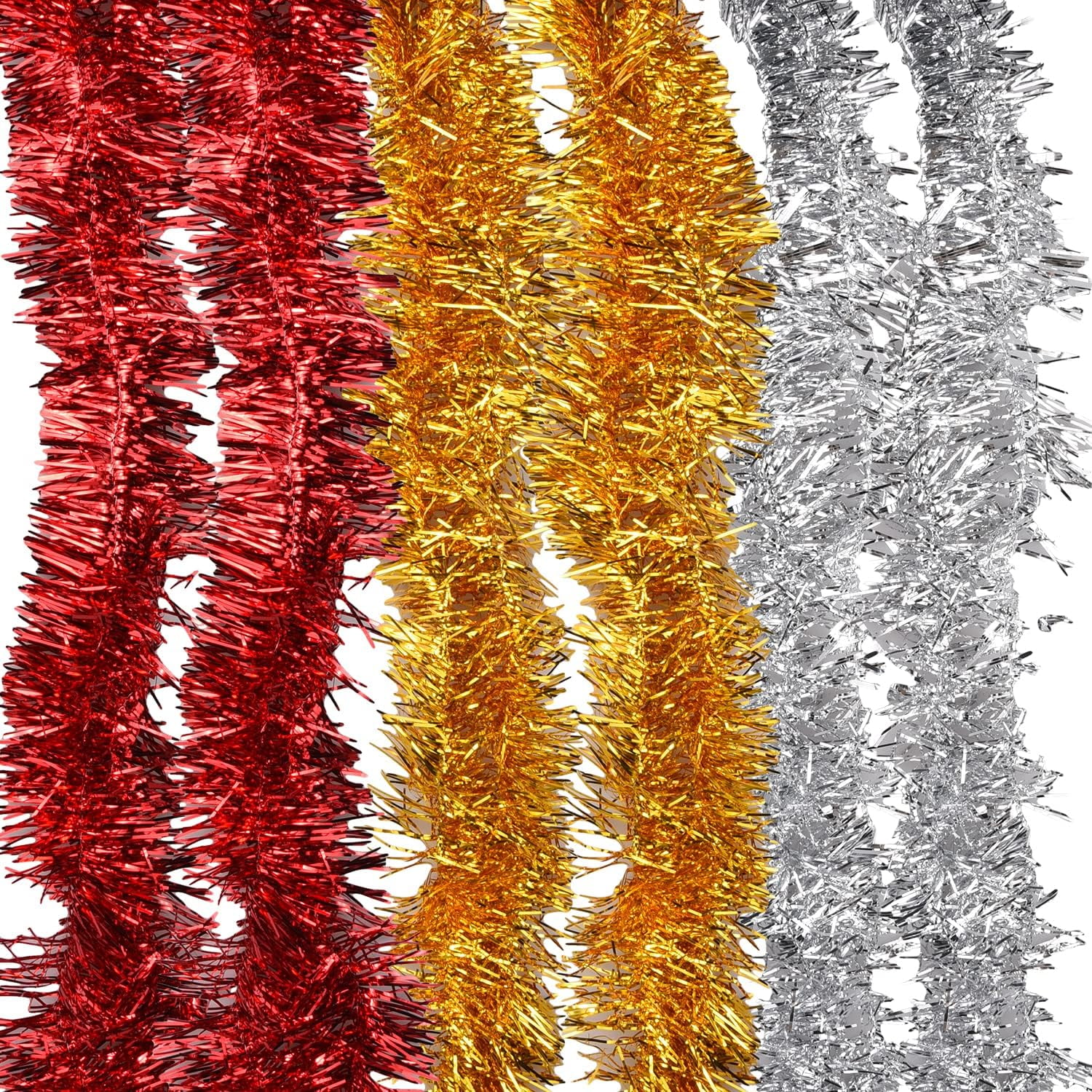 6 Pieces Christmas Tinsel Garland,6 feet Long Xmas Tree Decor Hanging ...
