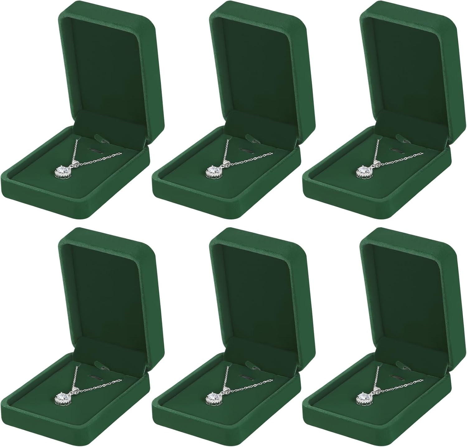 6 Pieces Classic Velvet Necklace Pendant Box for Jewelry Gift, Small ...