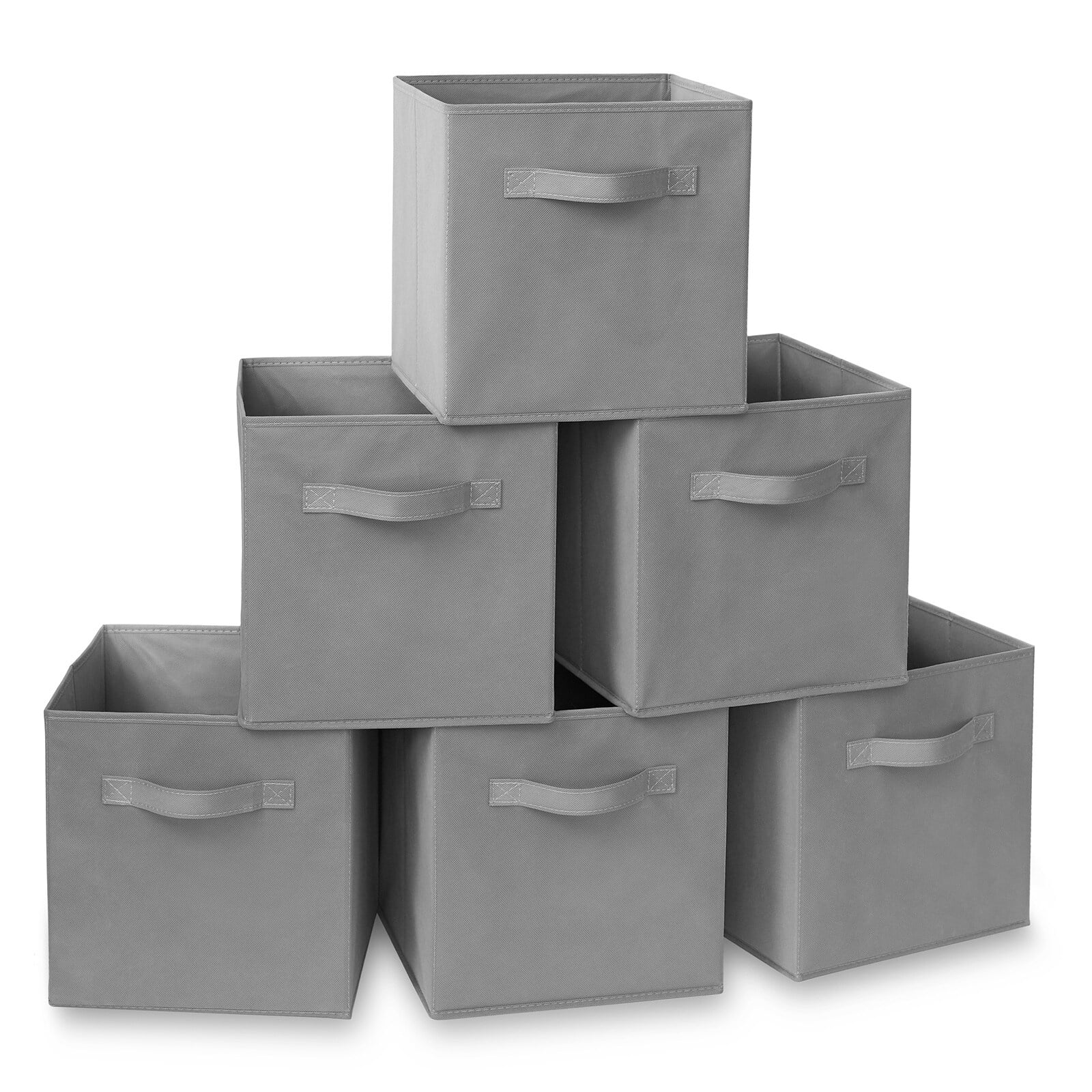 6 Pieces Collapsible Foldable Cloth Fabric Cubby Cube Storage Bins Grey ...