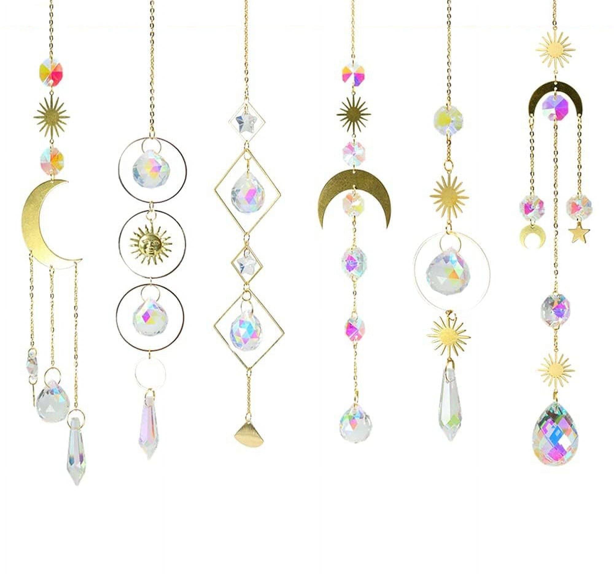6 Pieces Colorful Hanging Sun Catchers with Crystals, Rhinestones ...