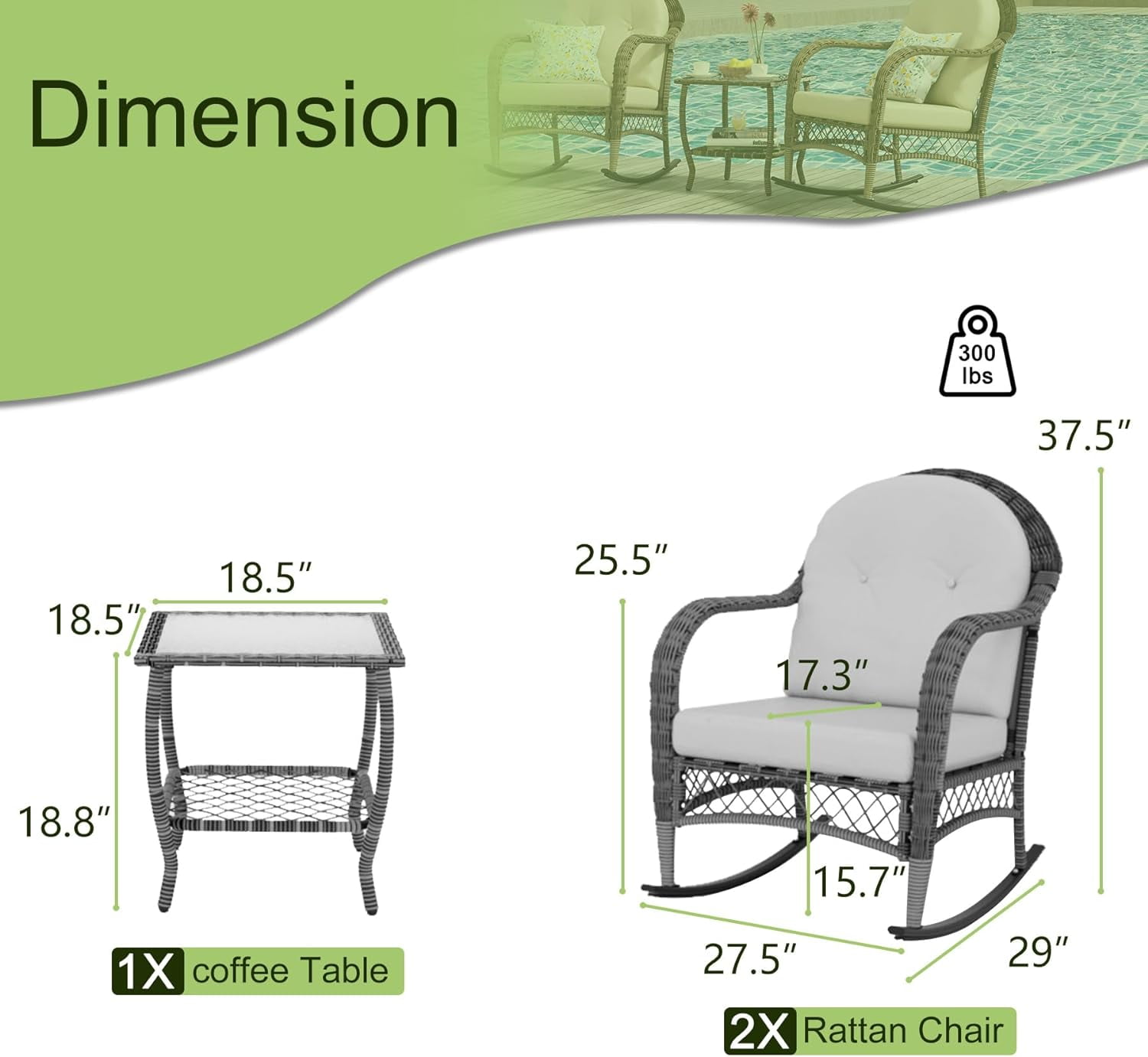 6 Pieces Conversation Set, Wicker Bistro Lounge Chair with Cushion and ...
