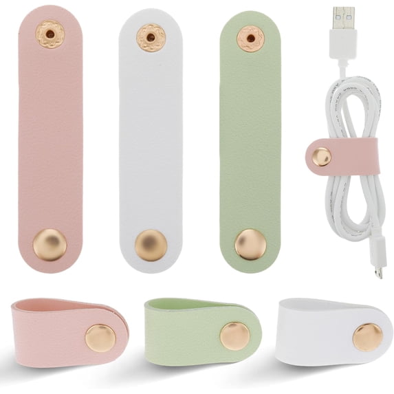 6 Pieces Cord Organizer, PU Leather Cable Organizer Reusable Cable ...