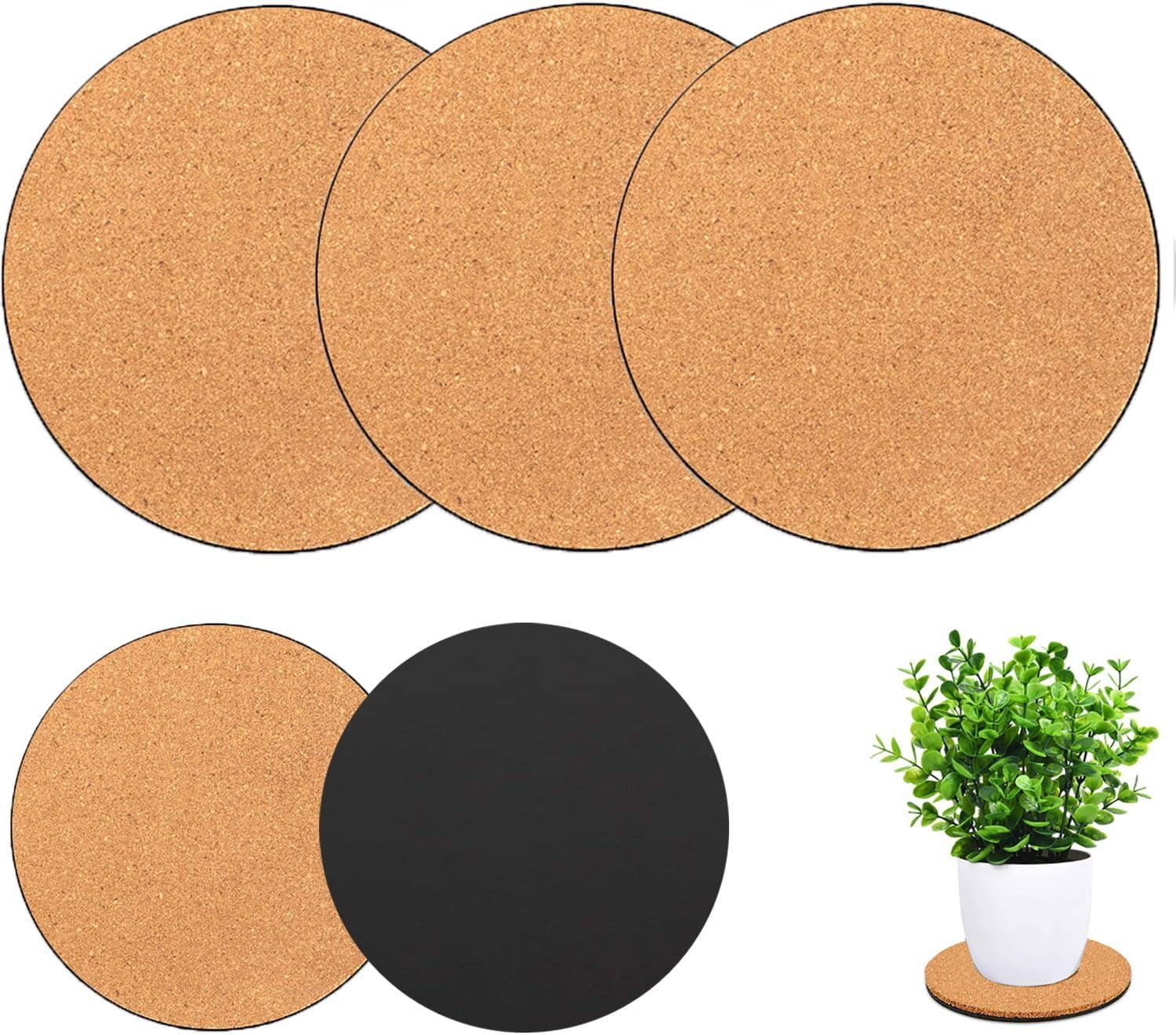 6 Pieces Cork Plant Coasters, 8 Inch Large Cork Plant Mats Cork ...