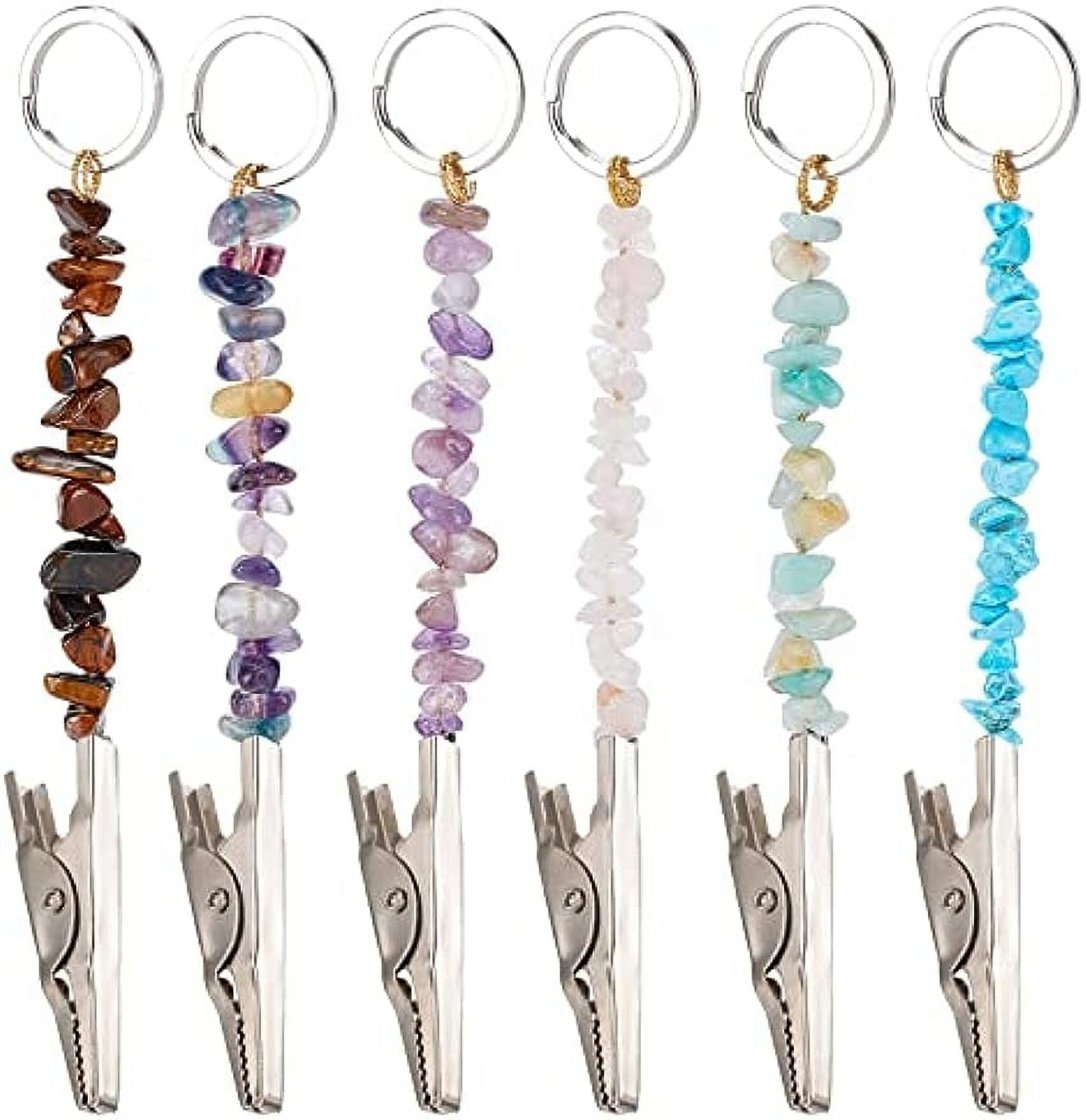 6 Pieces Credit Card Puller Natural Gemstone ATM Card Clip Keychain ...