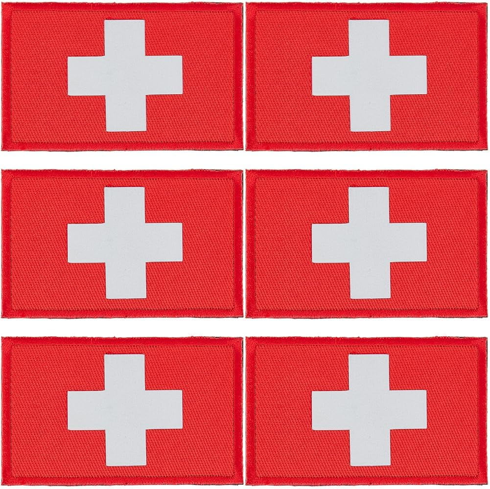 6 Pieces Cross Reflective Patch Hook Loop Badge Molle First Aid Patches ...
