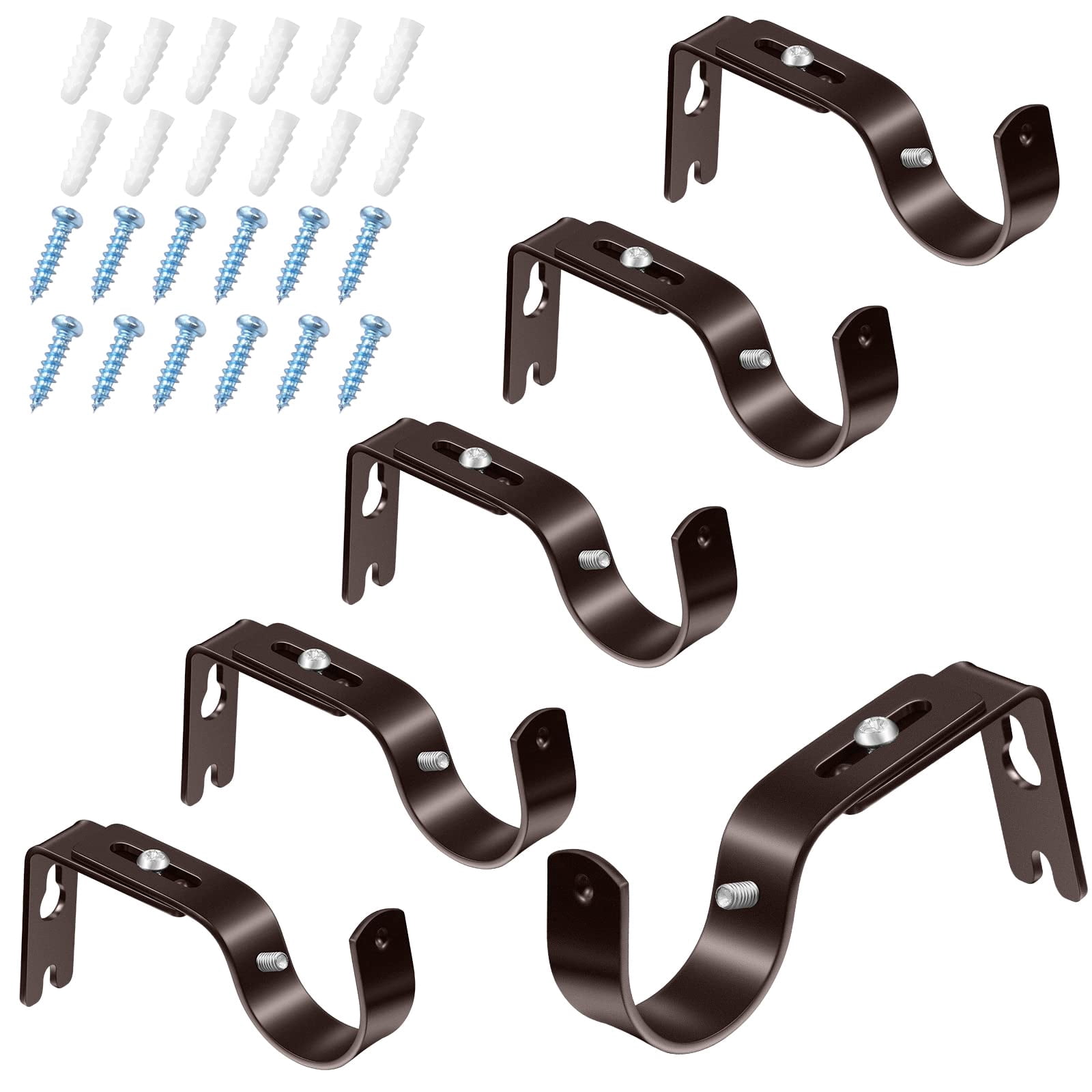 6 Pieces Curtain Rod Brackets General Adjustable Curtain Rod Holder ...