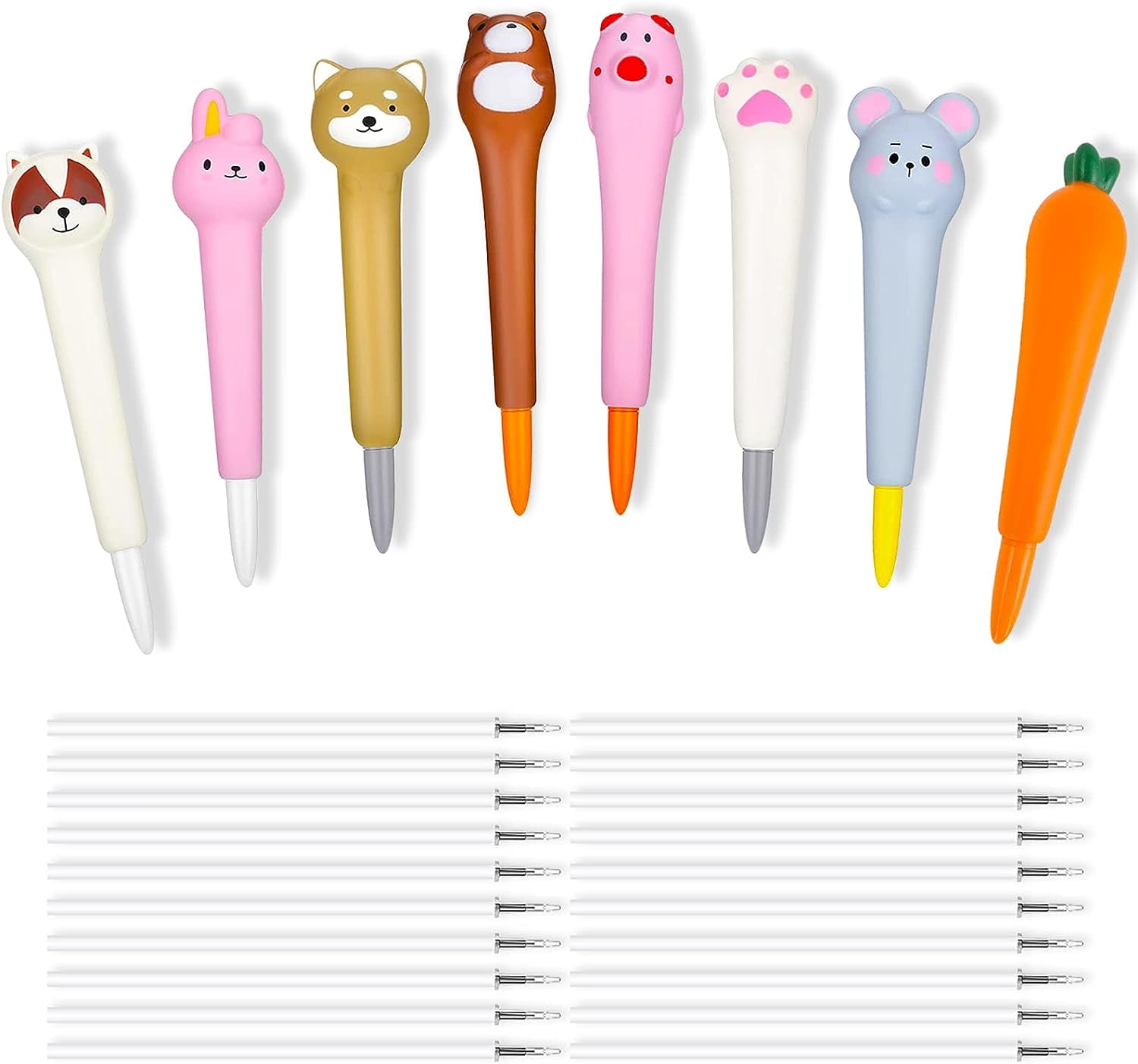 6 Pieces Cute Animal Gel Ink Pens with 20 Pieces Refills（0.5mm）- Kawaii ...